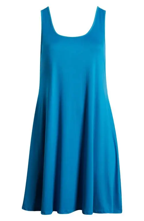 24SEVEN COMFORT APPAREL Stretch Fit & Flare Dress - Turquoise