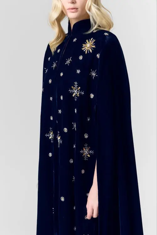 LE FAFO Luna Velvet Embellished Cape