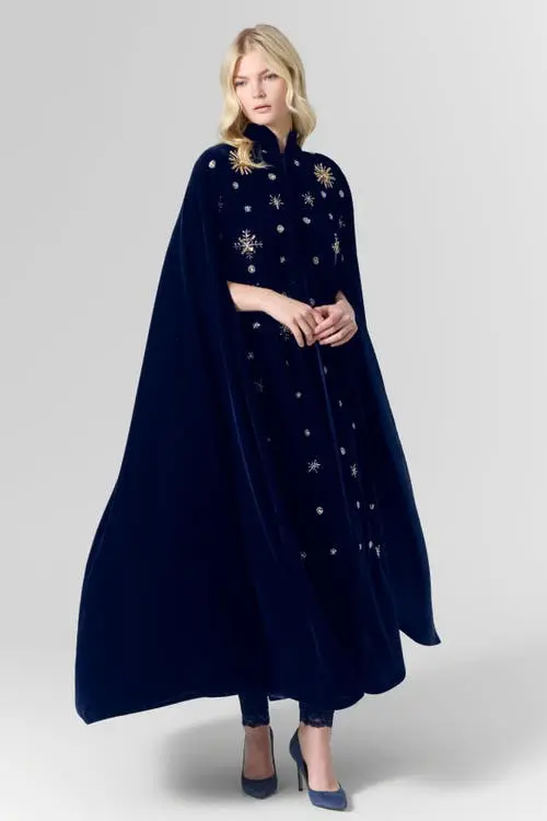 LE FAFO Luna Velvet Embellished Cape