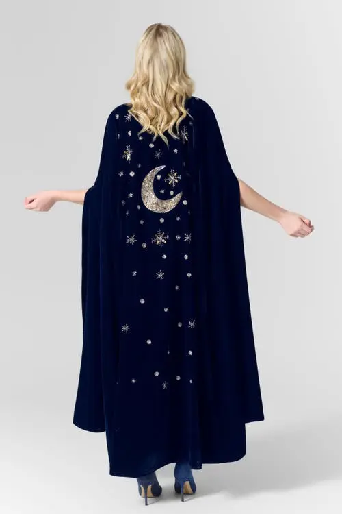 LE FAFO Luna Velvet Embellished Cape