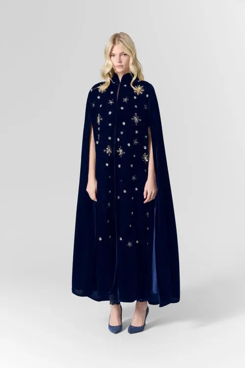 LE FAFO Luna Velvet Embellished Cape