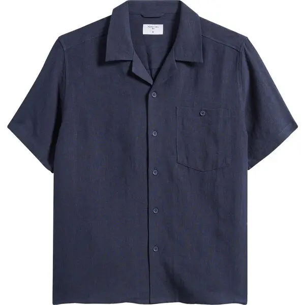 PERCIVAL Cuban Linen Camp Shirt - Navy