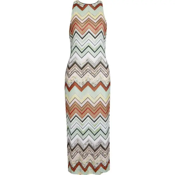 Missoni Zigzag Knit Midi Dress - Beige Orange