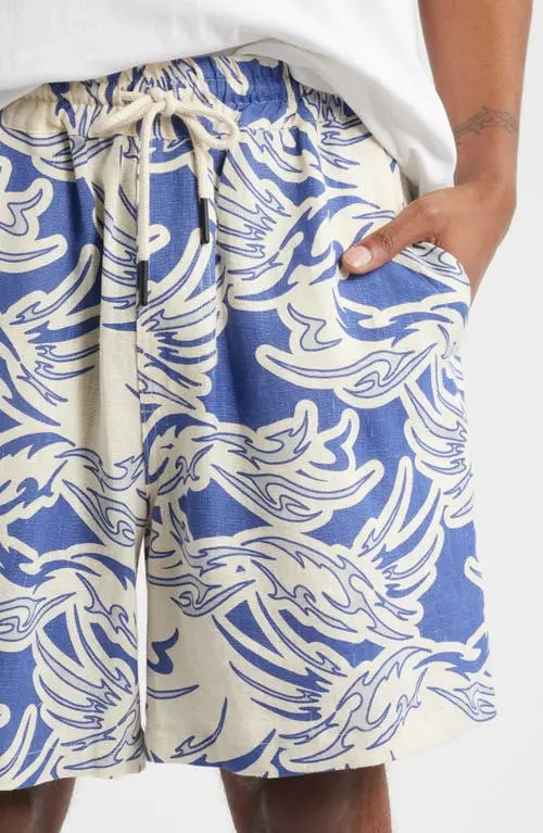 Oas Printed Linen Drawstring Shorts