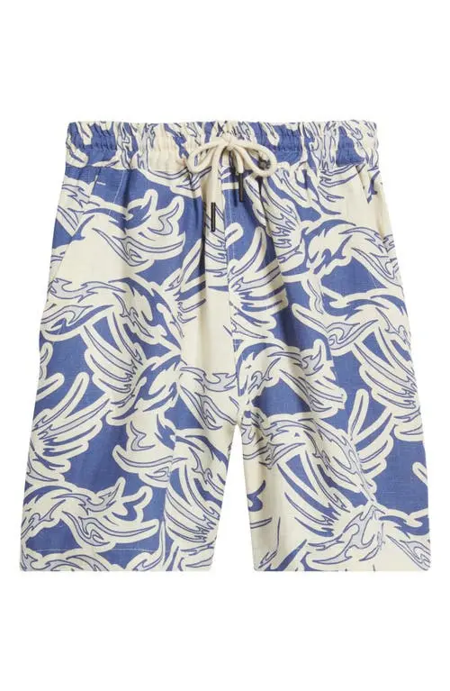 Oas Printed Linen Drawstring Shorts