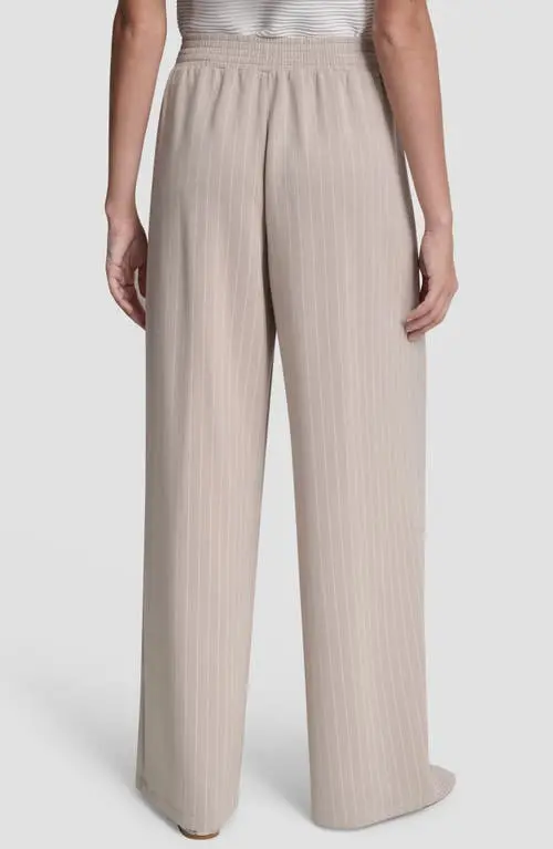 Dkny Pinstriped Pleat Front Wide Leg Pants - Pebble Pinstripe