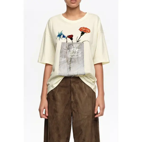 Bimba Y Lola Floral Logo T-shirt - Ivory