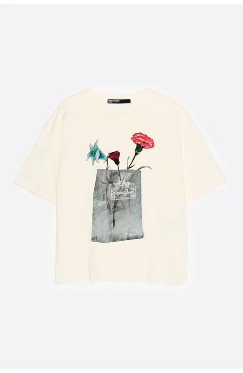 Bimba Y Lola Floral Logo T-shirt - Ivory