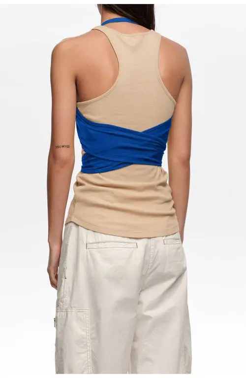 Bimba Y Lola Fitted Top With Wrap-around Overlay