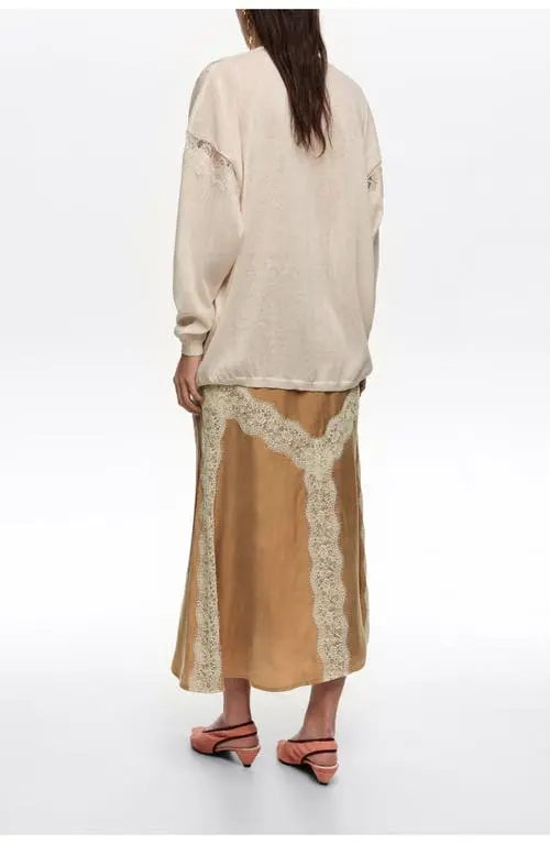 Bimba Y Lola Lace-detailed Flared Midi Skirt - Toffee