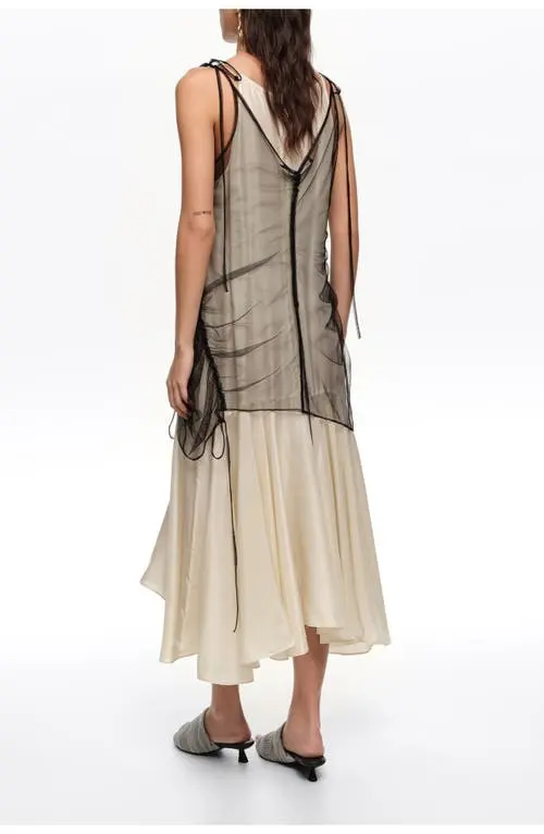 Bimba Y Lola A-line Midi Dress With Mesh Overlay