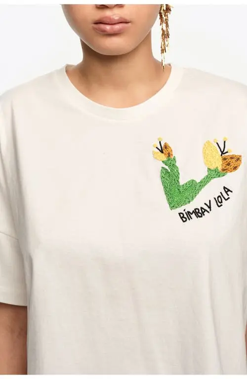 Bimba Y Lola Hand-embroidered Logo T-shirt - Ivory