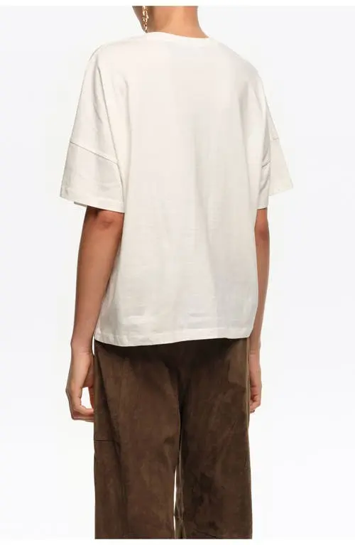 Bimba Y Lola Hand-embroidered Logo T-shirt - Ivory