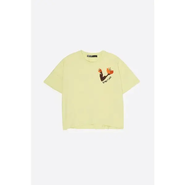Bimba Y Lola Organic Cotton Boxy T-shirt With Embroidered Logo - Lime