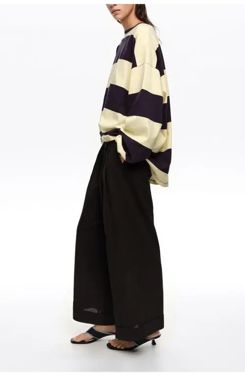 Bimba Y Lola Textured Bell-bottom Trousers - Black