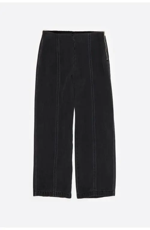 Bimba Y Lola Straight Washed Trousers With Topstitching