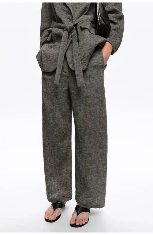 Bimba Y Lola Cotton-linen Blend Barrel Leg Trousers - Grey