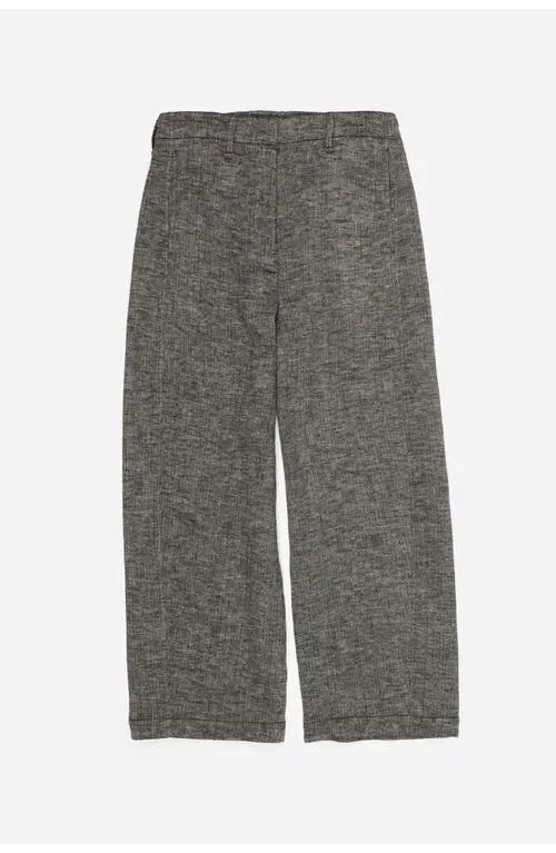 Bimba Y Lola Cotton-linen Blend Barrel Leg Trousers - Grey