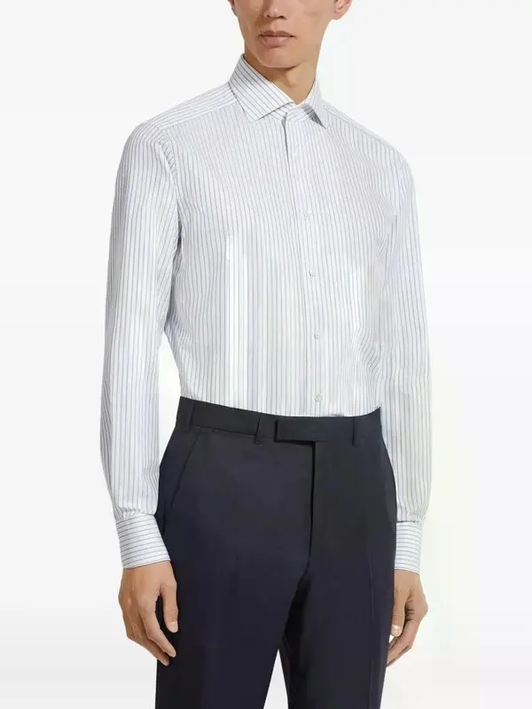 Zegna Striped Cotton Shirt - White