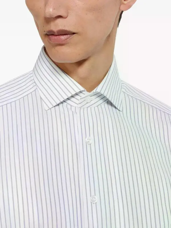 Zegna Striped Cotton Shirt - White