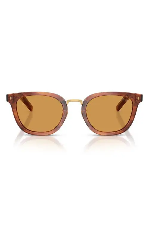 Prada 49mm Cat Eye Sunglasses - Havana Cognac/grey Yellow