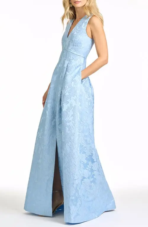 Sachin & Babi Brooklynne Floral Cloqué Gown - Ice Blue