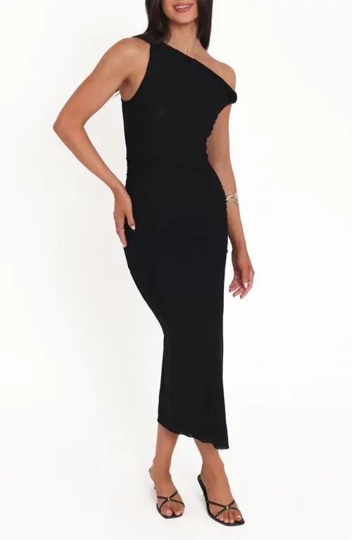 PETAL & PUP Sandria One-shoulder Body-con Maxi Dress - Black