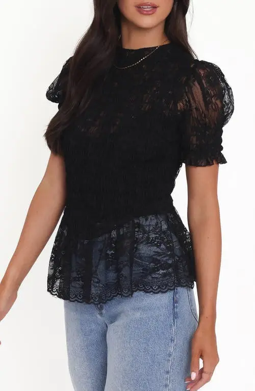 PETAL & PUP Adeline Smocked Peplum Lace Top