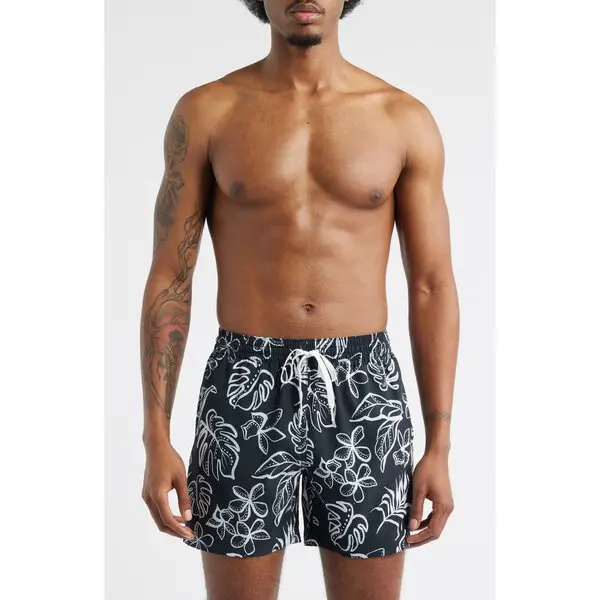CHUBBIES 5.5-inch Swim Trunks - Black Pattern Base Plaids