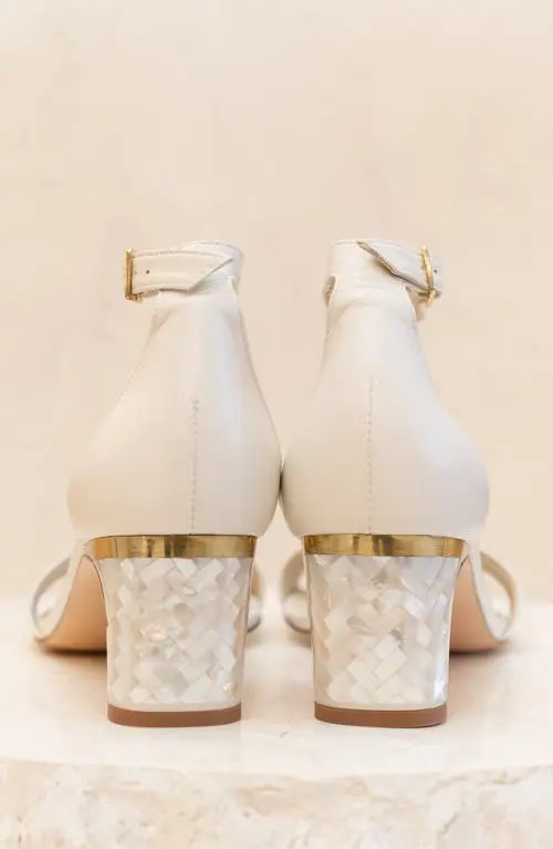 FREYA ROSE Chloe Ankle Strap Pearl Heel Sandal - Ivory