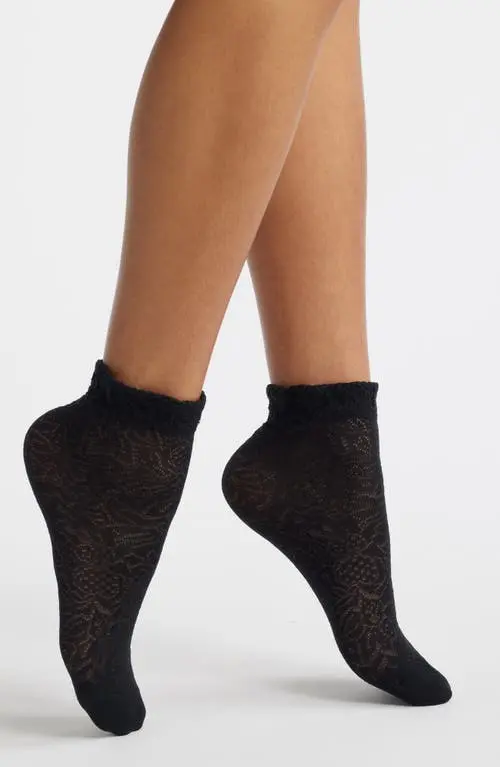 STEMS Sweet Florence Lace Crew Socks - Black