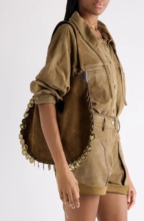 Isabel Marant Étoile Oskan Soft Medallion Suede Hobo Bag - Bronze