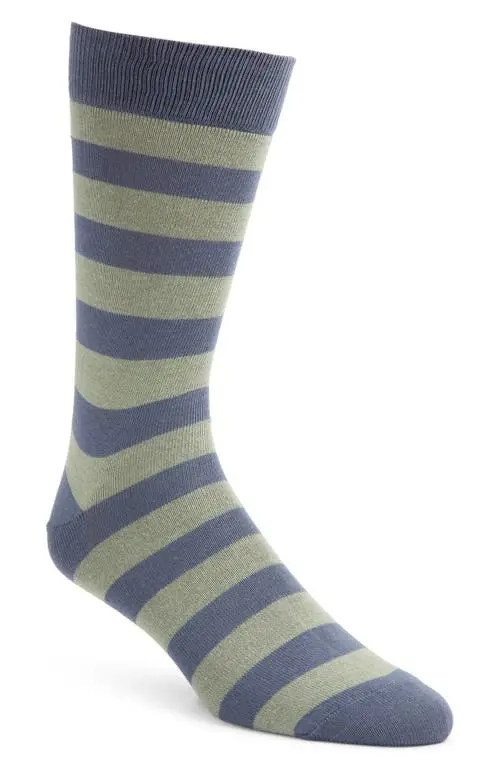 Nordstrom Stripe Cotton Blend Crew Socks - Grey Green Stripe