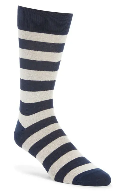 Nordstrom Stripe Cotton Blend Socks - Navy Ivory Stripe