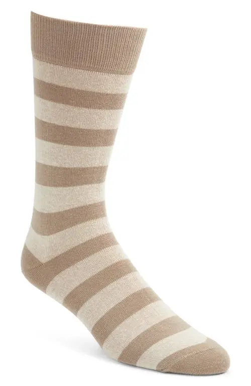 Nordstrom Stripe Cotton Blend Crew Socks - Tan Multi Stripe