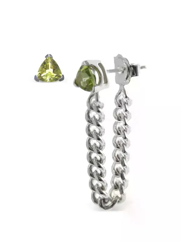 NORMA JEWELLERY Peridot Trillion Drop Earrings - Silver