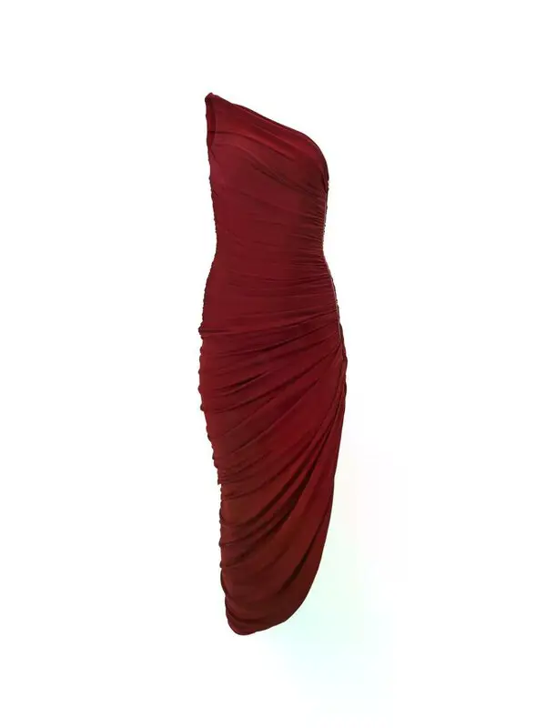Carolina Herrera Asymmetric Ruched Midi Dress - Red