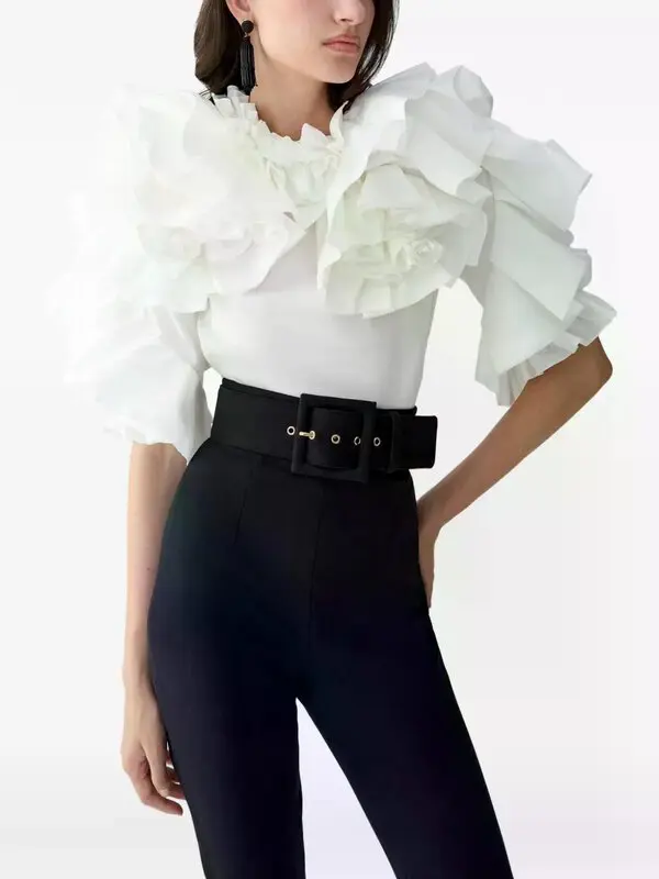 Carolina Herrera Floral Ruffled Top