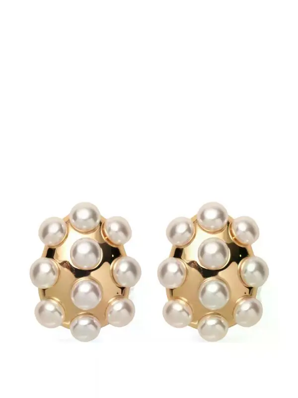Carolina Herrera Pearl Studded Clip-on Earrings - Gold