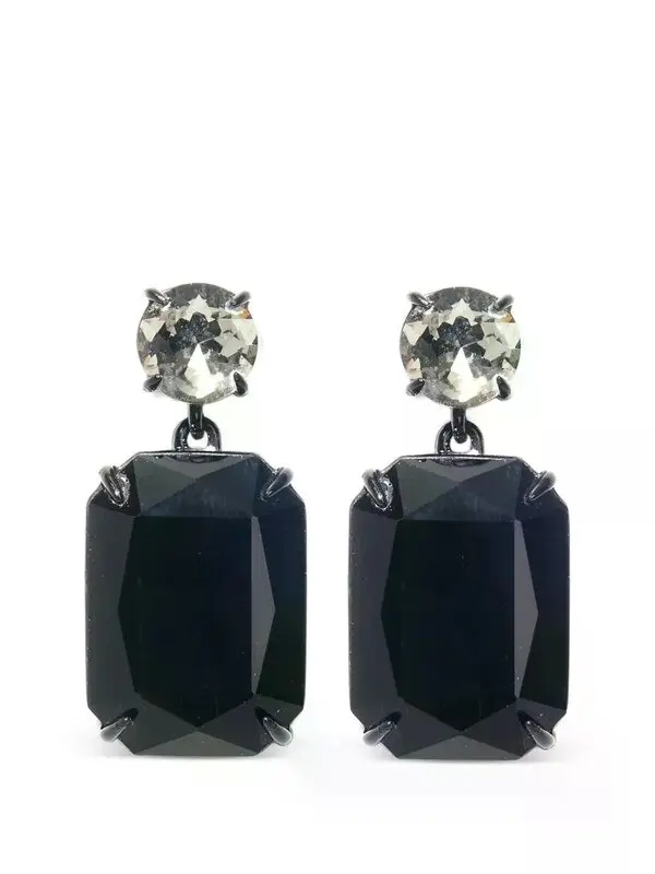 Carolina Herrera Crystal Riviere Drop Earrings - Black