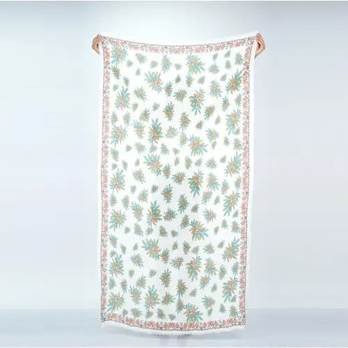 Vismaya Leaf Cascade Scarf - Beige