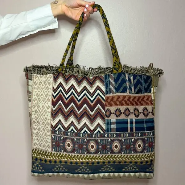 Vismaya Eminent Jacquard Bag - Beige Brown