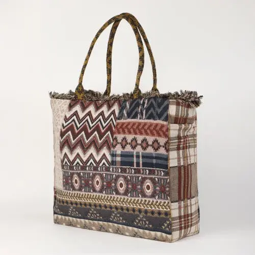 Vismaya Eminent Jacquard Bag - Beige Brown