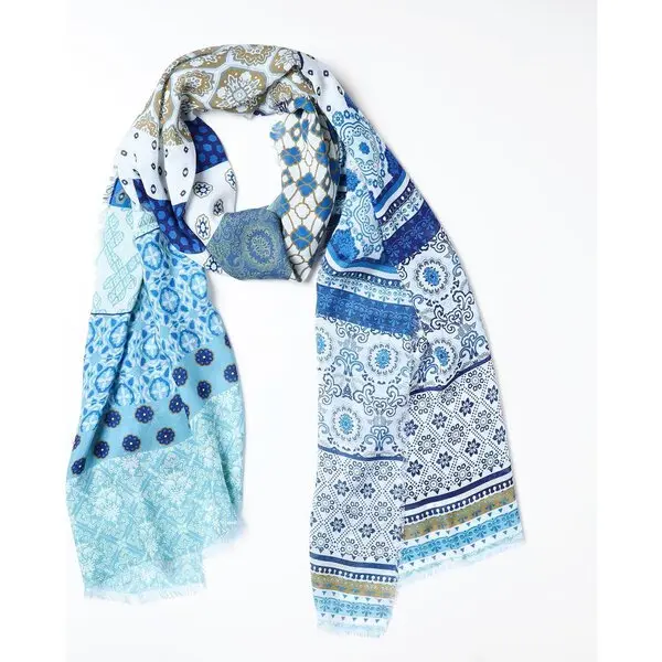 Vismaya Santorini Patterned Wrap - Blue Multi