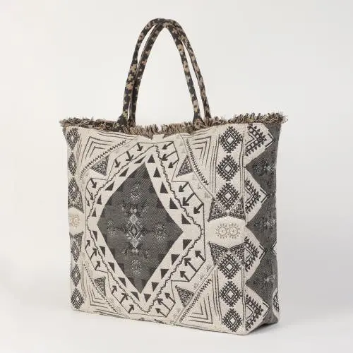 Vismaya Accentuate Geometric Tote Bag - Ivory