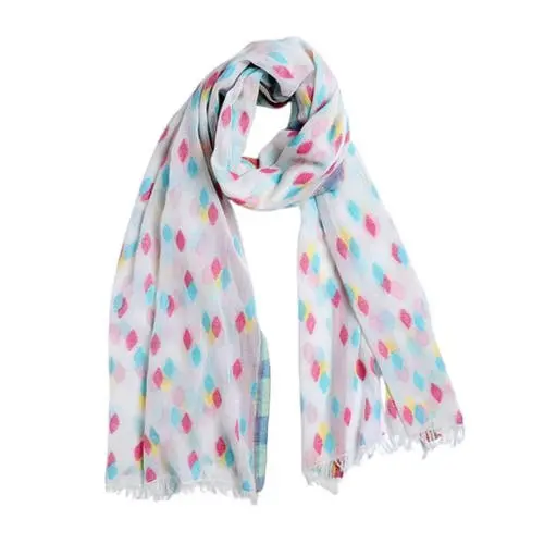 Vismaya Diamond Weave Fringe Scarf - Multi Floral