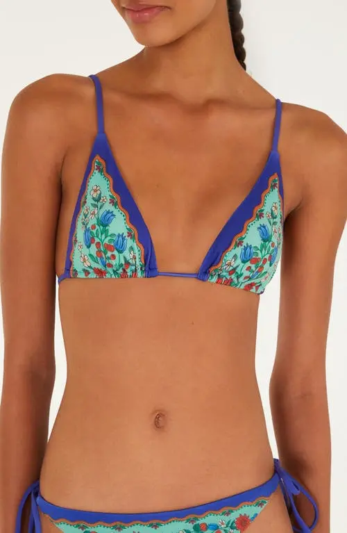Farm Rio Fruit Beauty Triangle Bikini Top - Faded Green