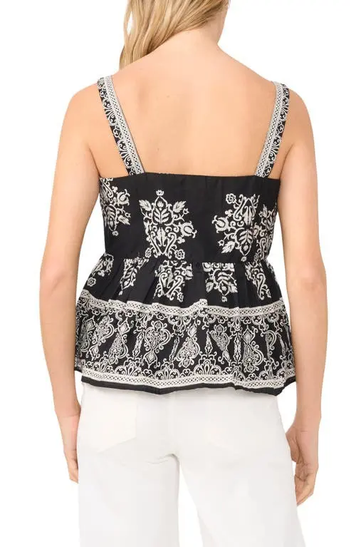 CECE DUPRAZ Printed Ruffle Hem Sleeveless Top