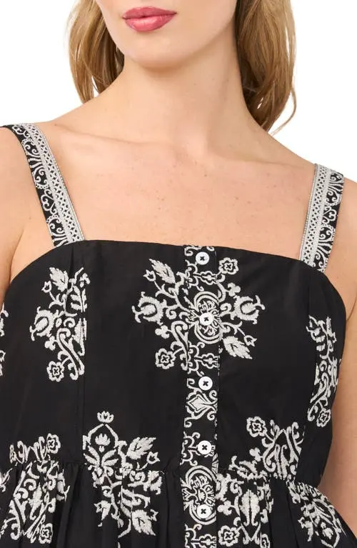 CECE DUPRAZ Printed Ruffle Hem Sleeveless Top