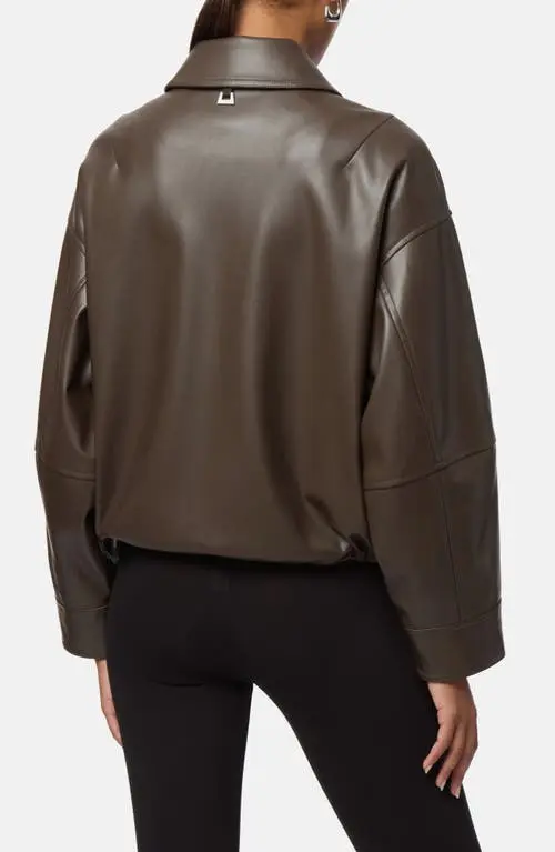 Apparis Ada Faux Leather Bomber Jacket - Deep Brown